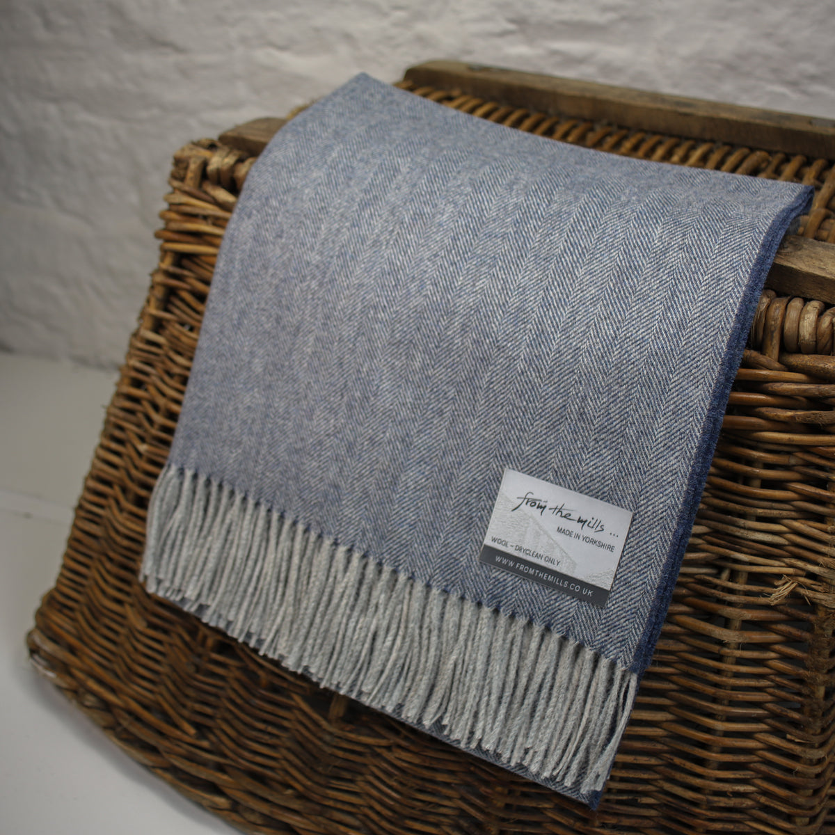 Navy Blue Herringbone Tweed Throw – From The Mills
