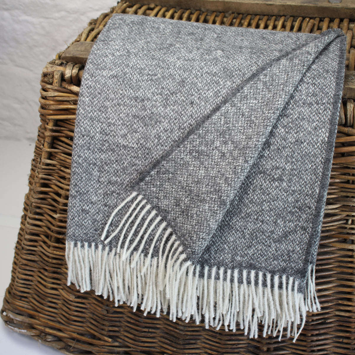 Grey Boucle Herringbone Tweed Throw – From The Mills
