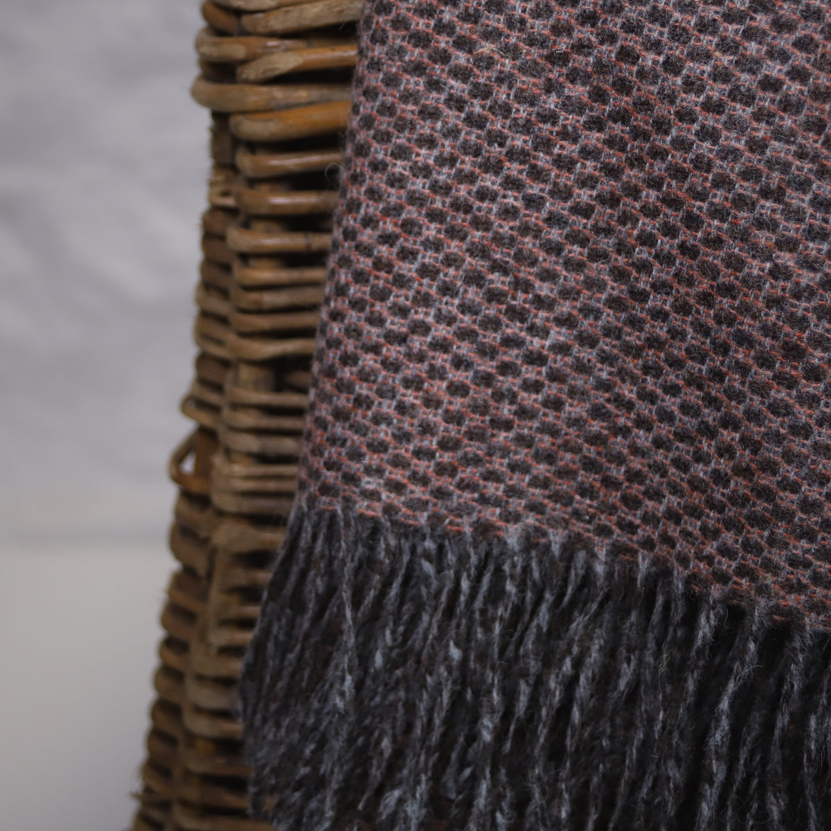 Salmon / Brown Basketweave Tweed Throw – From The Mills